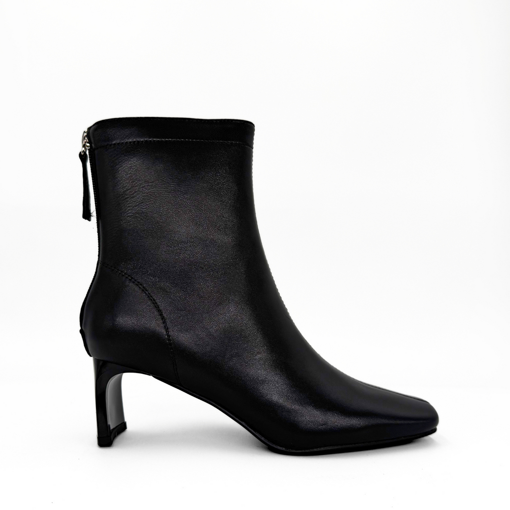 Harlow Leather Square Toe Bootie with a Slim Heel – Amie Rafa